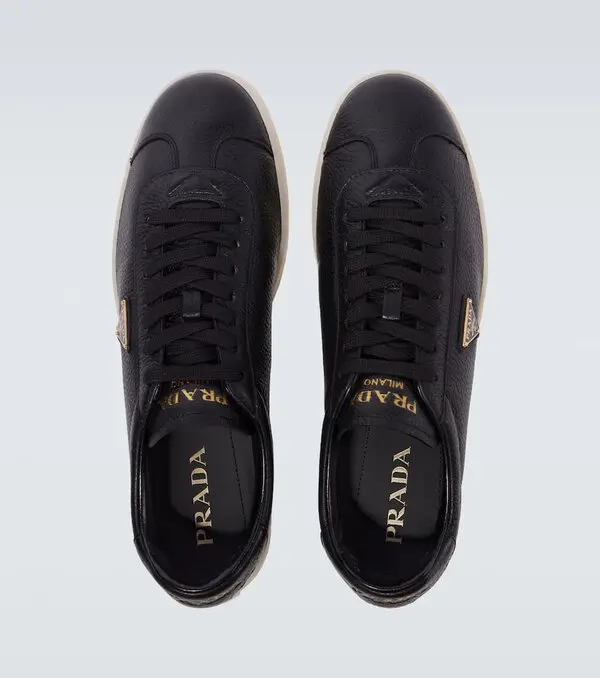 Prada Lane Leather Sneakers - Black