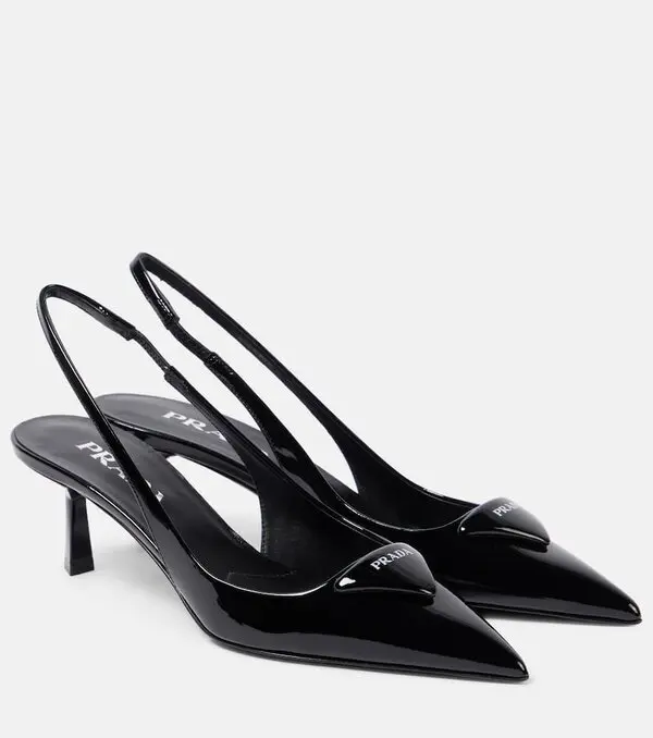 Prada Leather Slingback Pumps - Black