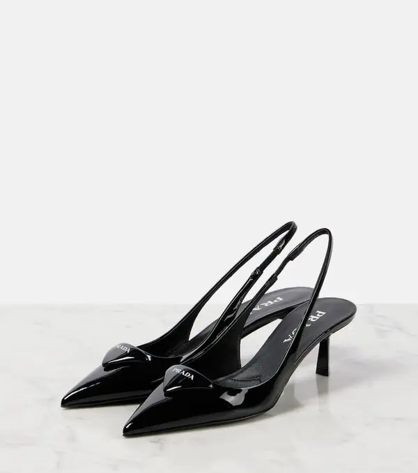Prada Leather Slingback Pumps - Black