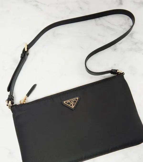 Prada Re-nylon Mini Pouch With Strap - Black