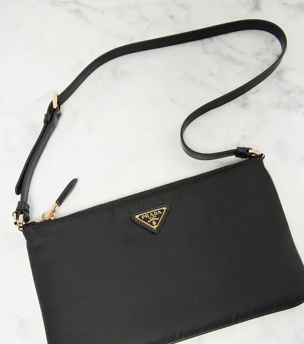 Prada Re-nylon Mini Pouch With Strap - Black