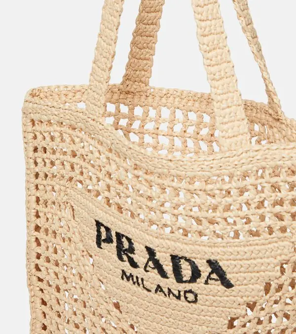 Prada Raffia-effect Crochet Shopper - Beige