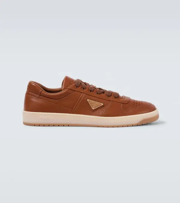 Prada Downtown Leather Sneakers - Brown