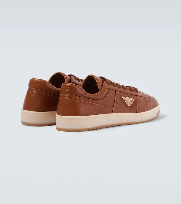 Prada Downtown Leather Sneakers - Brown
