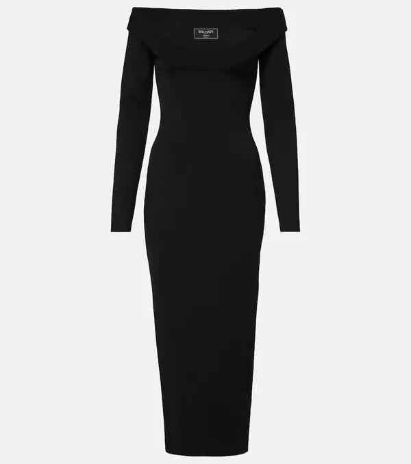 Balmain Knitted Maxi Dress - Black