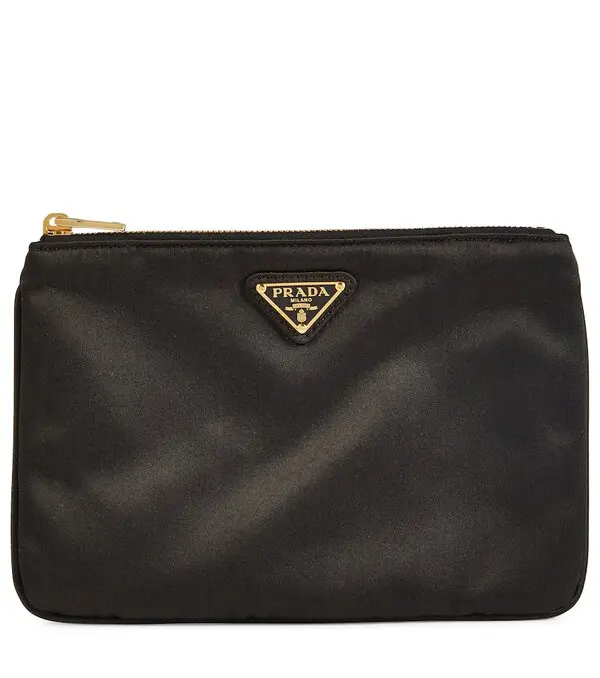 Prada Satin Eye Mask And Pouch Set In Black - 30% Off | Editorialist