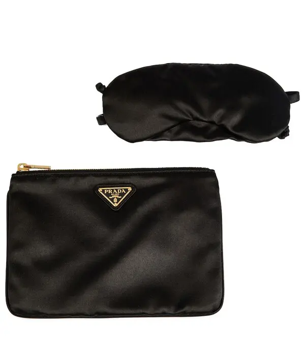 【美品】PRADAプラダ　アイマスク&ポーチ　❤︎ Prada Satin Eye Mask And Pouch Set In Black - 30% Off | Editorialist