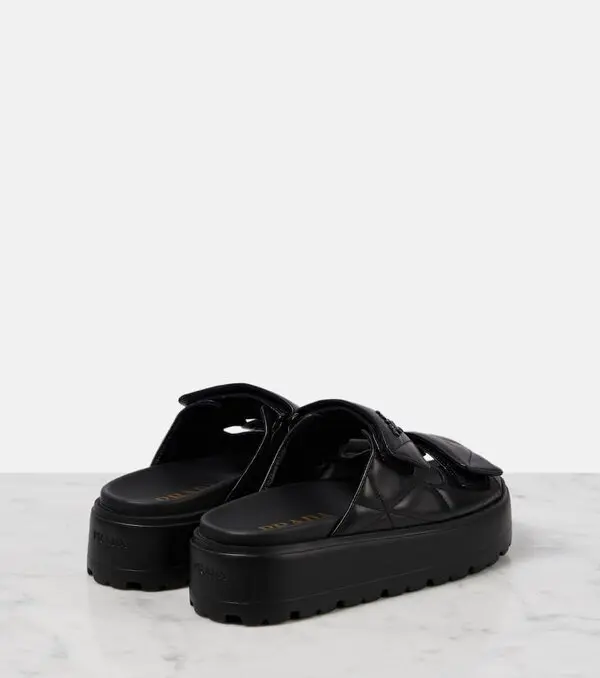 Prada Quilted Leather Platform Sandals