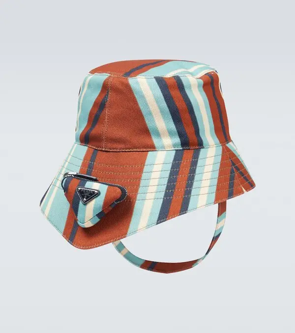 Prada Striped Cotton Bucket Hat