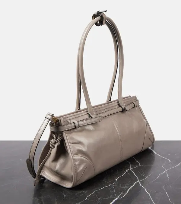 Prada Medium Leather Shoulder Bag - Grey
