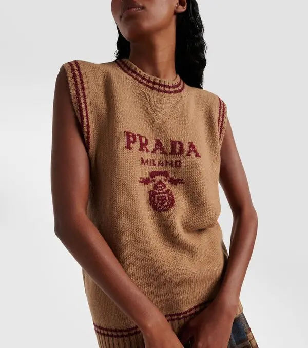 Prada Logo Wool And Cashmere Sweater Vest - Multicoloured