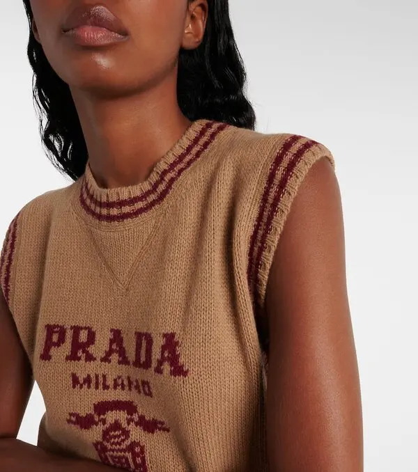 Prada Logo Wool And Cashmere Sweater Vest - Multicoloured