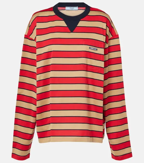 Prada Striped Cotton Jersey Top