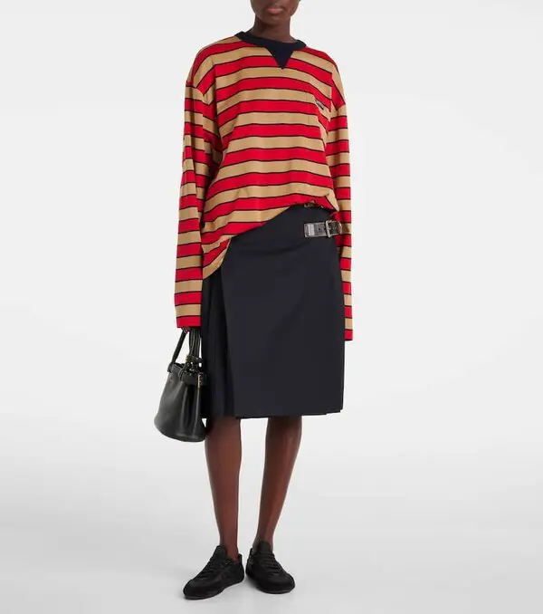 Prada Striped Cotton Jersey Top