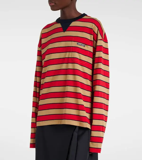 Prada Striped Cotton Jersey Top
