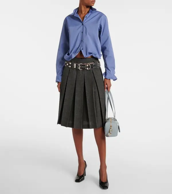Prada Medium Leather Shoulder Bag - Blue