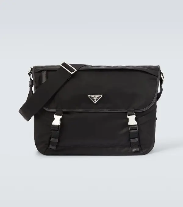 Prada Leather-trimmed Re-nylon Messenger Bag - Black