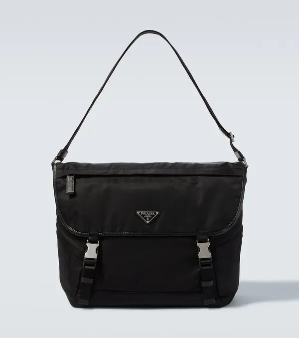 Prada Leather-trimmed Re-nylon Messenger Bag - Onyx