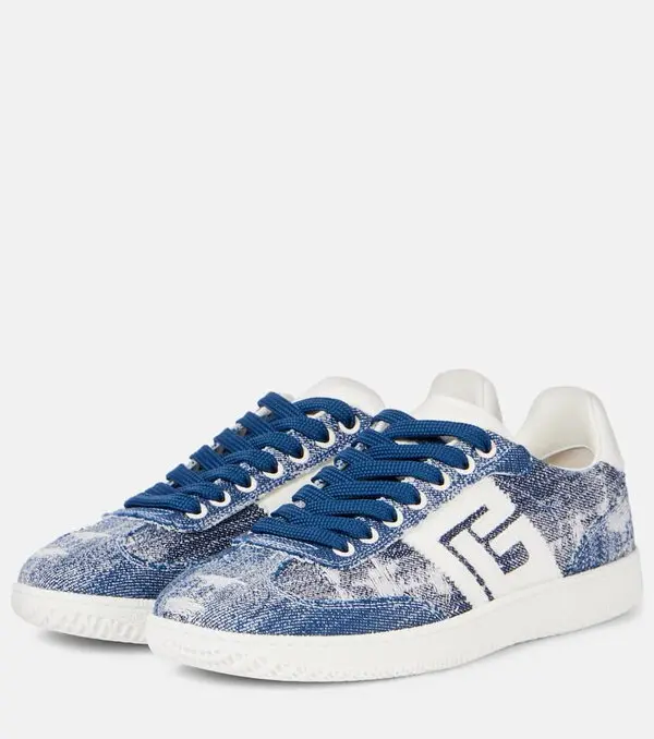 Balmain Swan Denim Sneakers