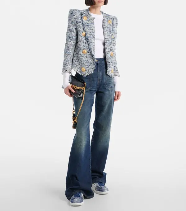 Balmain Swan Denim Sneakers