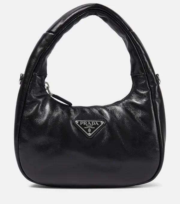 Prada Soft Mini Leather Tote Bag - Black