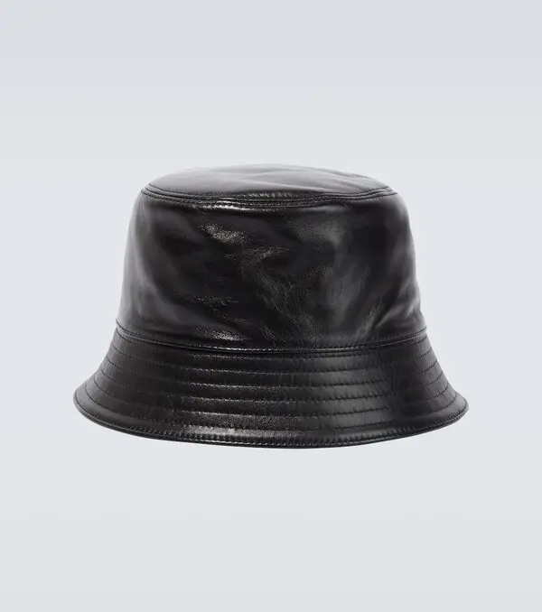 Prada Leather Bucket Hat - Black