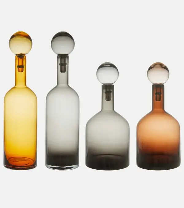 POLSPOTTEN Bubbles And Bottles Large Set Of 4 Glass Bottles - Multicoloured