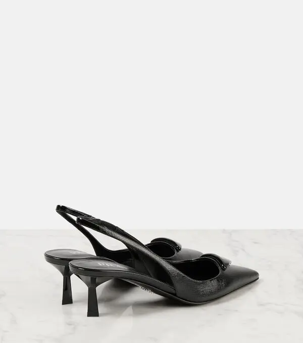 Prada Logo Leather Slingback Pumps