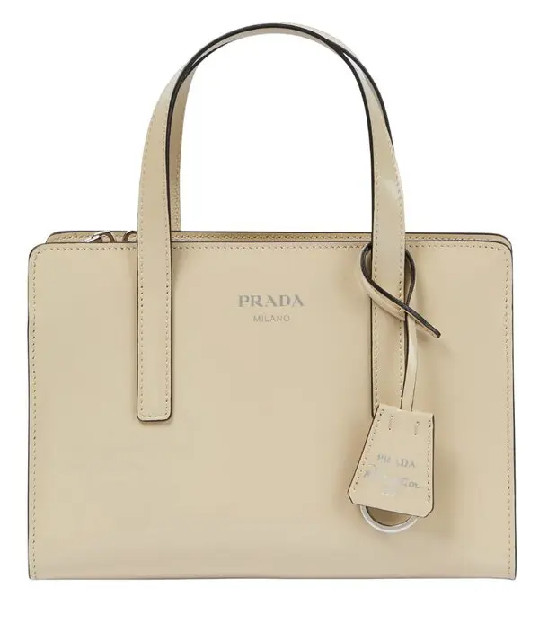 Prada Re-edition 1995 Medium Leather Tote Bag - Beige