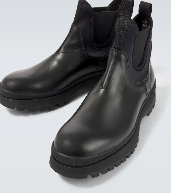 Prada Leather Chelsea Boots - Black