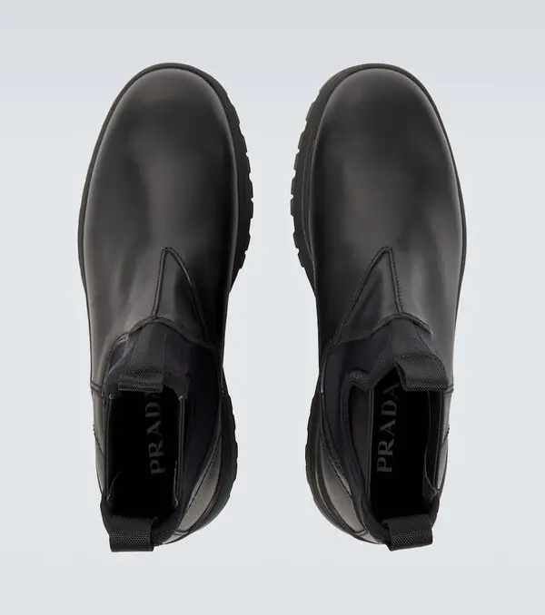 Prada Leather Chelsea Boots - Black