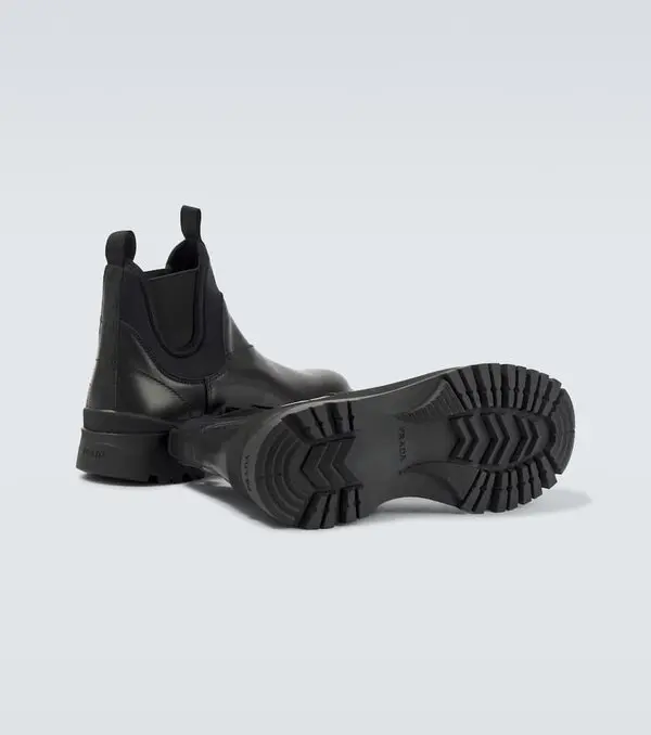 Prada Leather Chelsea Boots - Black