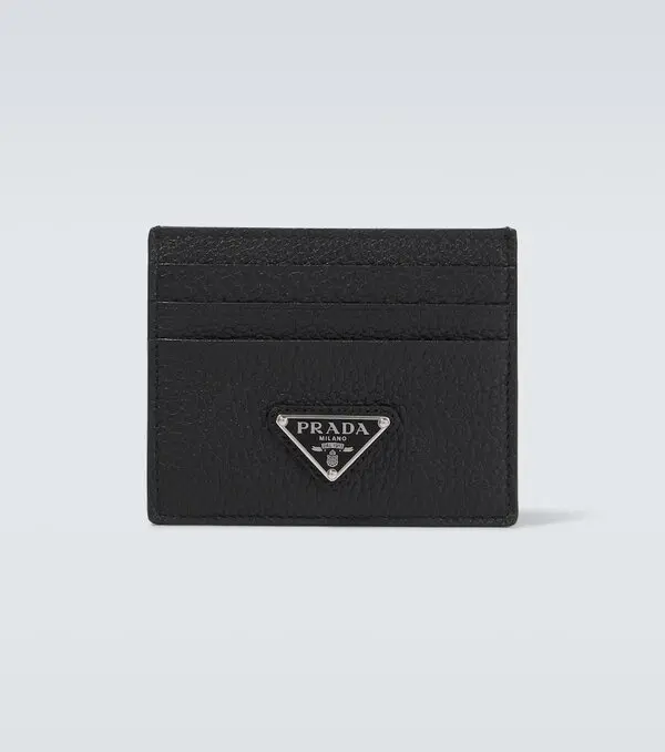 Prada Logo Leather Card Holder - Black