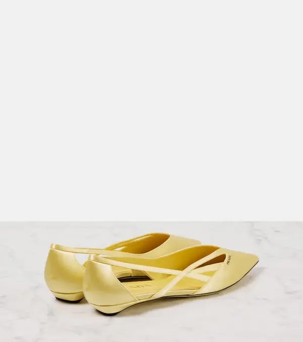 Prada Logo Satin Ballet Flats