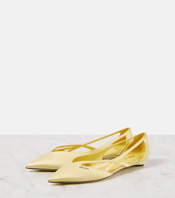 Prada Logo Satin Ballet Flats