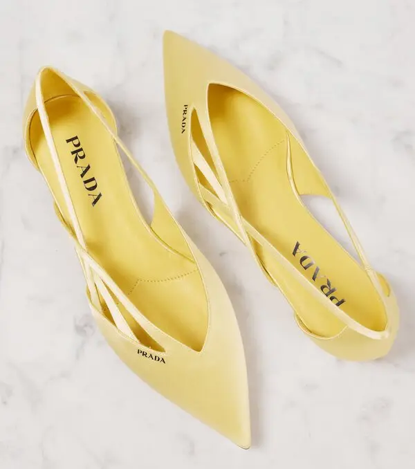 Prada Logo Satin Ballet Flats