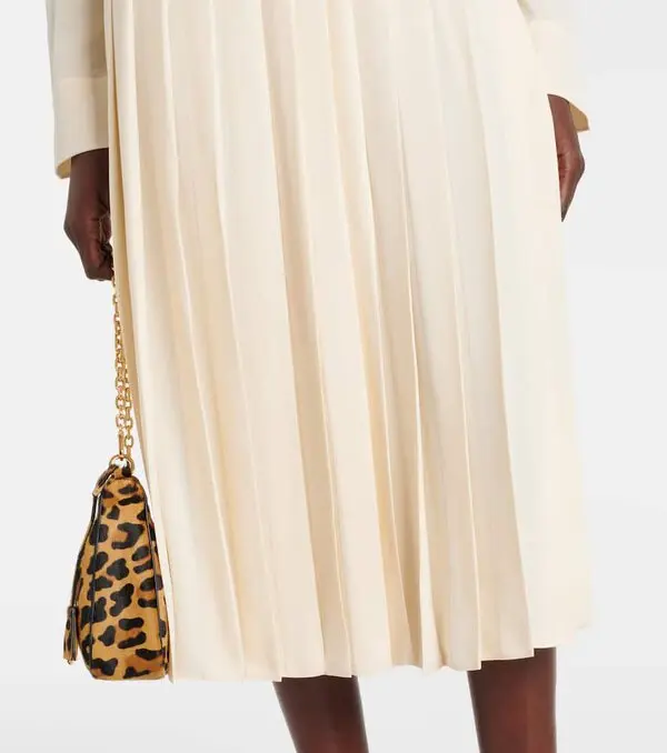 Prada Tie-neck Pleated Belted Shirt Dress