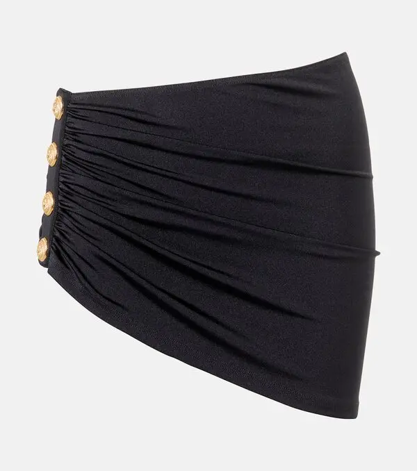 Balmain Draped Embellished Beach Cover-up - Black