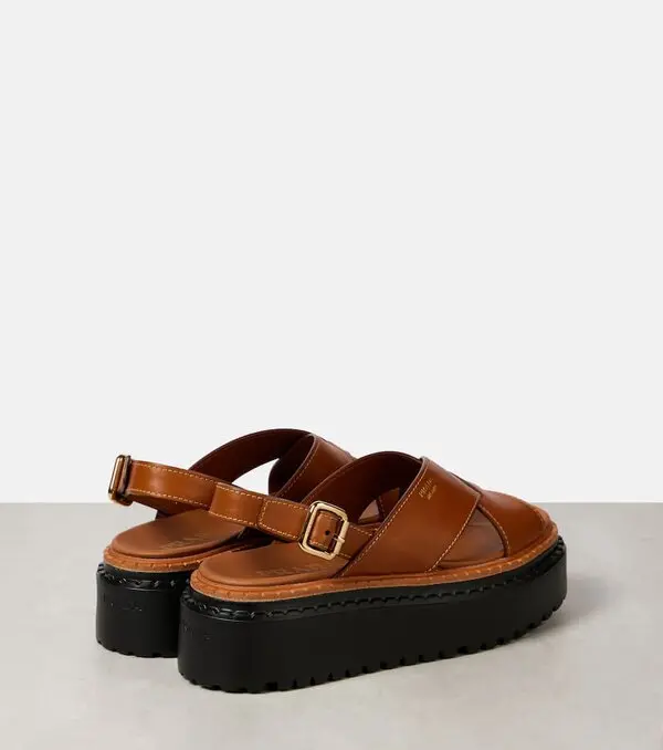 Prada Leather Platform Sandals