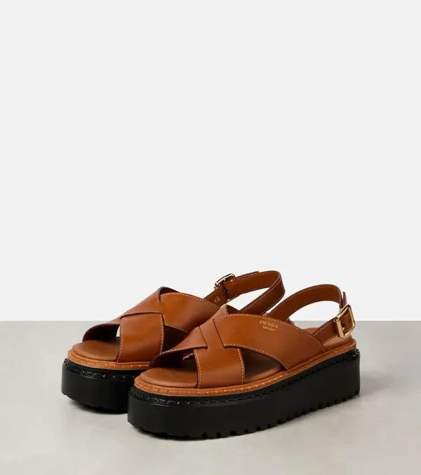 Prada Leather Platform Sandals