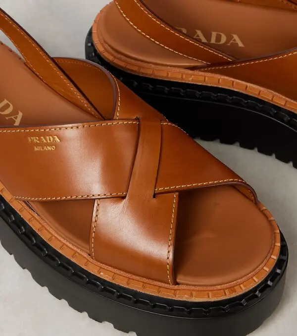 Prada Leather Platform Sandals