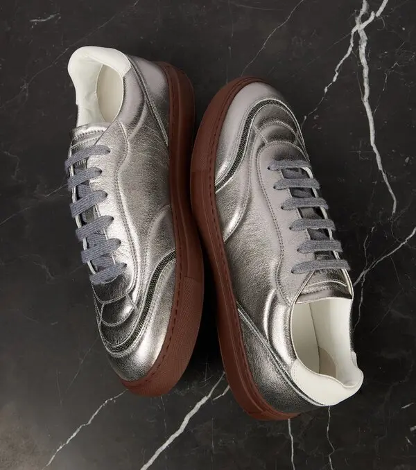 Brunello Cucinelli Metallic Leather Sneakers