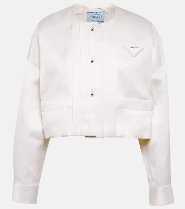 Prada Cropped Silk Jacket - White