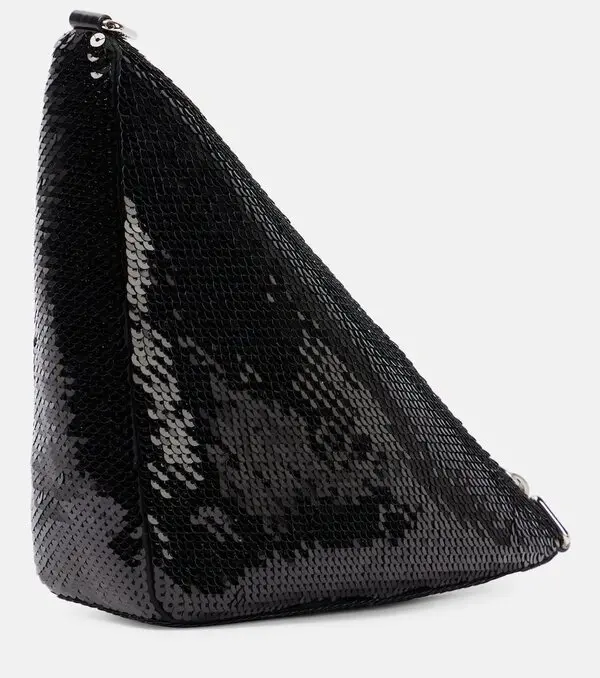 Prada Triangle Sequin Shoulder Bag - Black