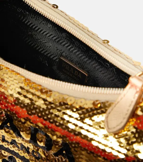 Prada Re-edition 2000 Mini Sequined Shoulder Bag - Gold