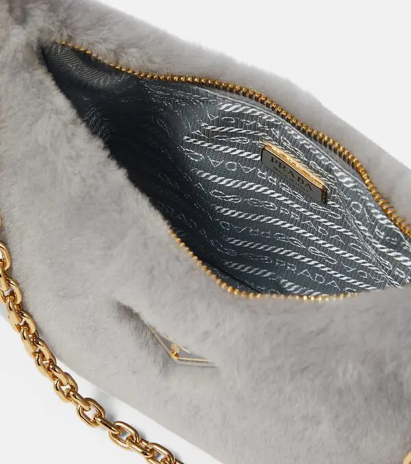 Prada Re-edition 2005 Shearling Shoulder Bag - Blue