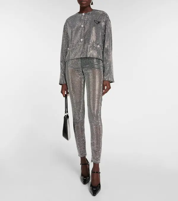 Prada Embellished Mesh Pants