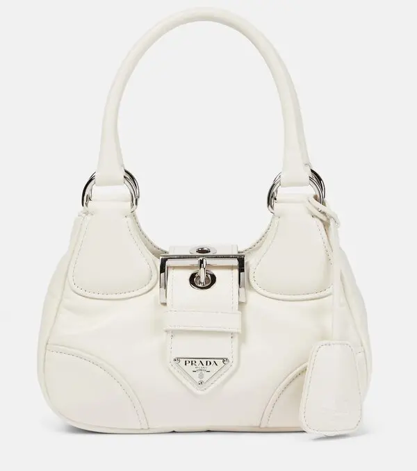 Prada Moon Small Leather Shoulder Bag - White