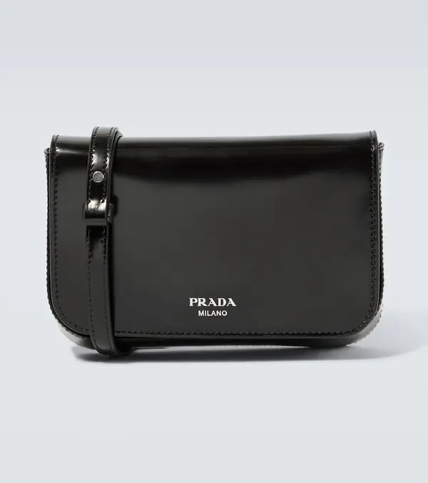 Prada Mini Leather Crossbody Bag - Black