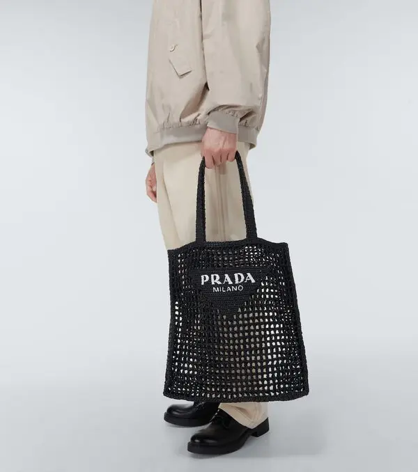 Prada Logo Crochet Tote Bag
